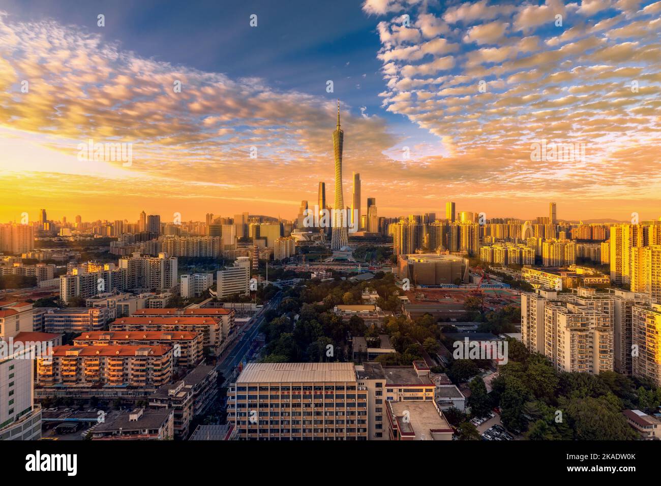 The Guangzhou cityscape with Canton Tower at sunset. China Stock Photo ...