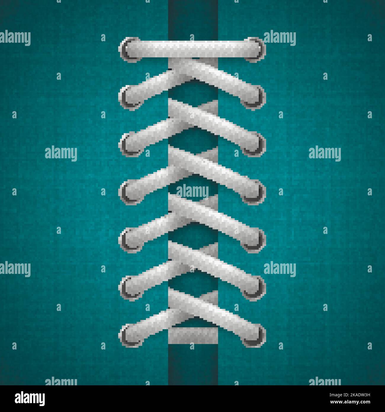 Closeup green boot shoe corset body common criss cross white lacing ...