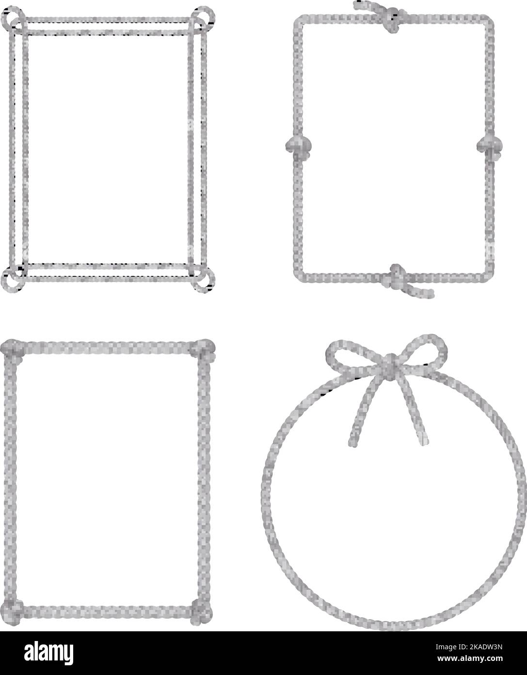 White monochrome rectangular and round rope frames realistic set with ...