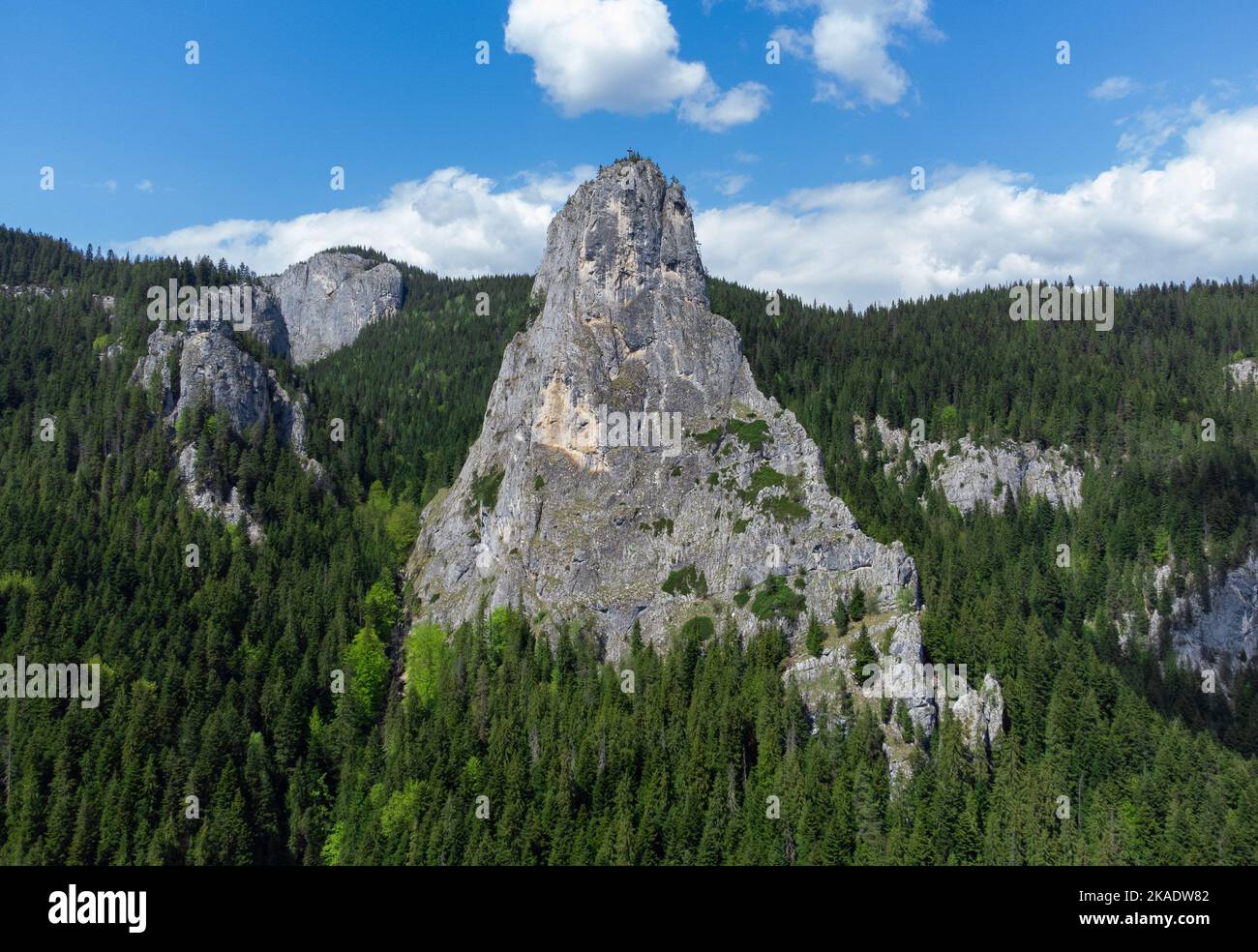 Landscape with the Piatra Altarului Peak from the Bicaz Gorges Park ...