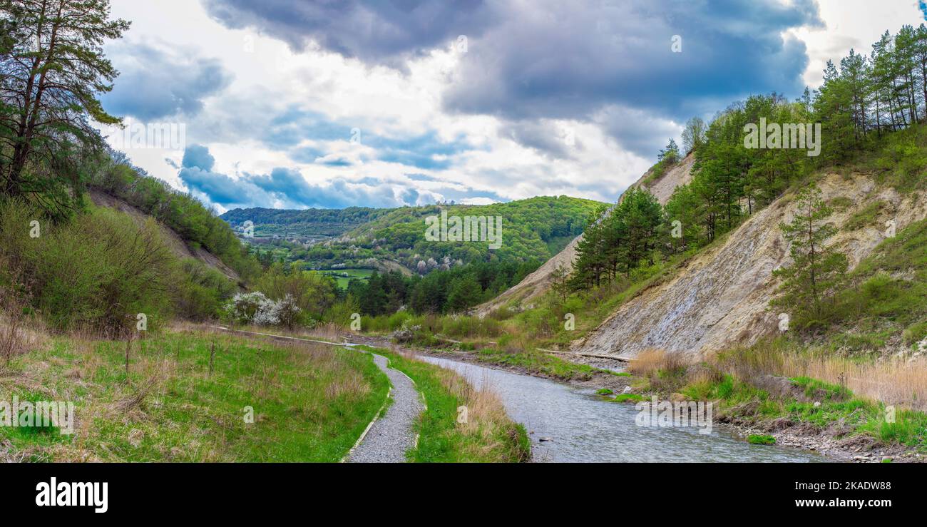 Landscape from the salt canyon from Praid resort - Romania, spring ...