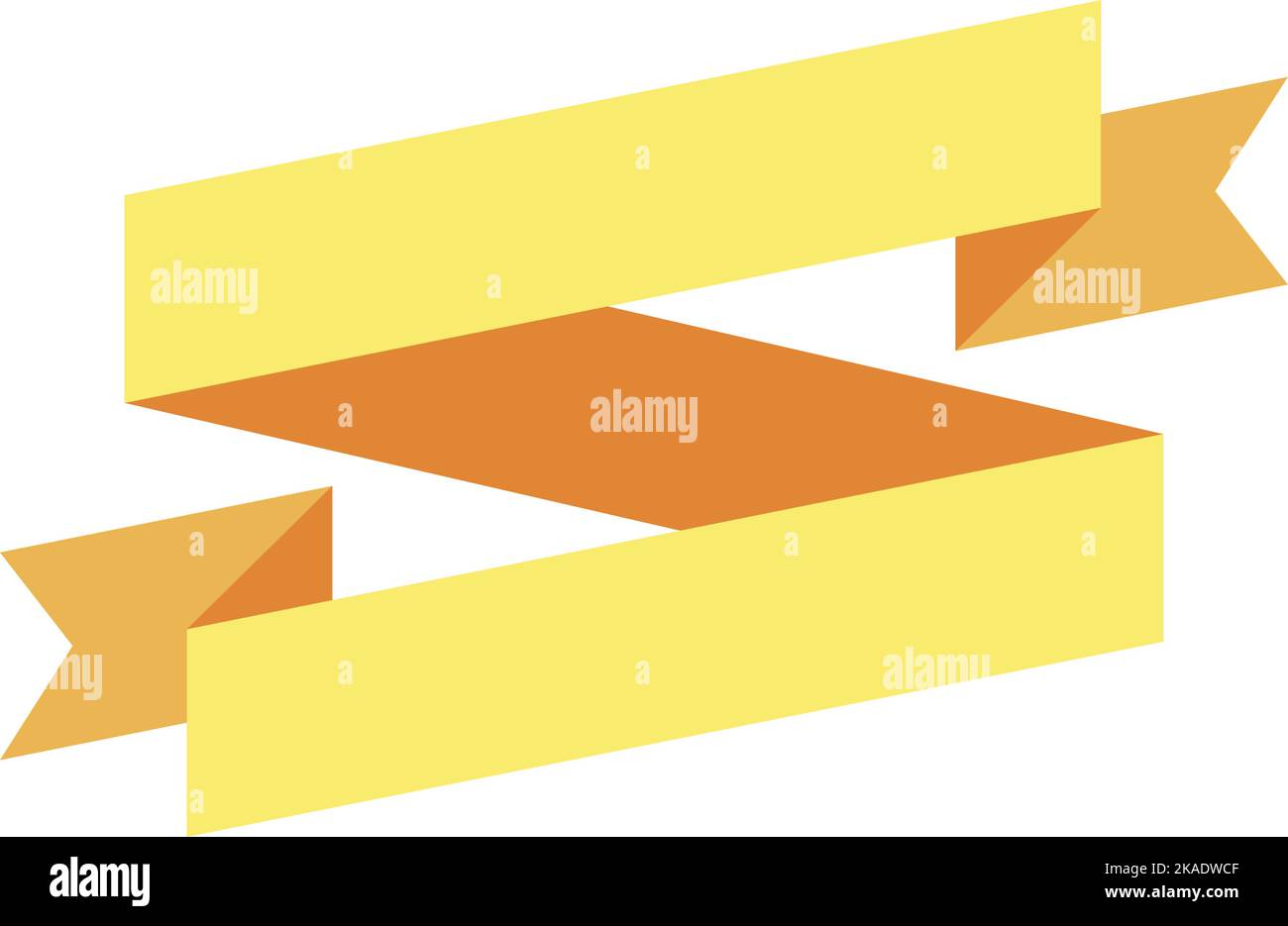 Folded paper banner. Yellow blank ribbon flag Stock Vector Image & Art ...