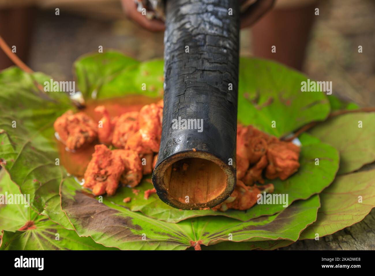 araku famous bamboo chicken ,bamboo biryani Stock Photo - Alamy