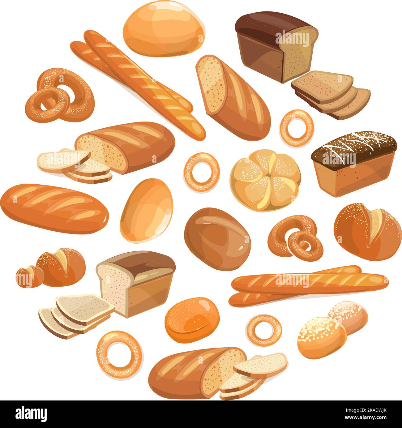 Bread icon round pattern. Bakery products circle Stock Vector Image ...