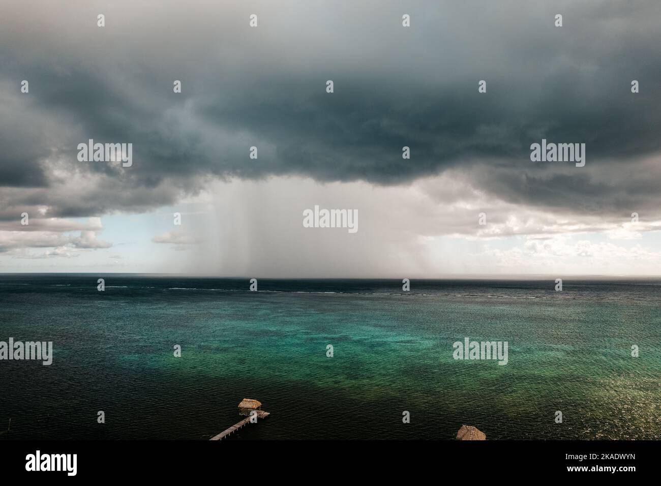 Rain clouds approaching Northern Ambergris Caye in Belize Stock Photo ...