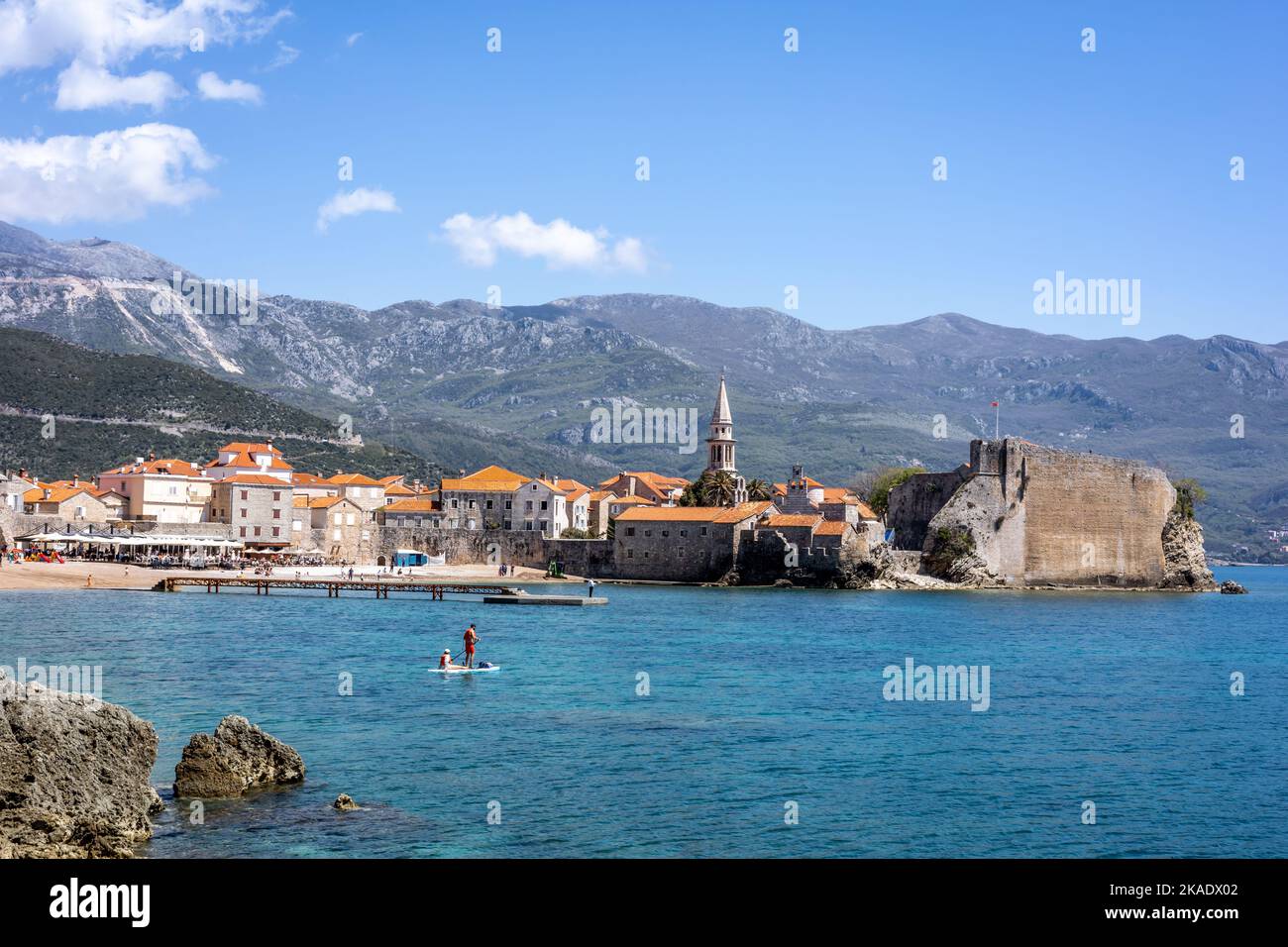 Budva, Montenegro - April 28, 2022: A panorama of Budva old town and ...