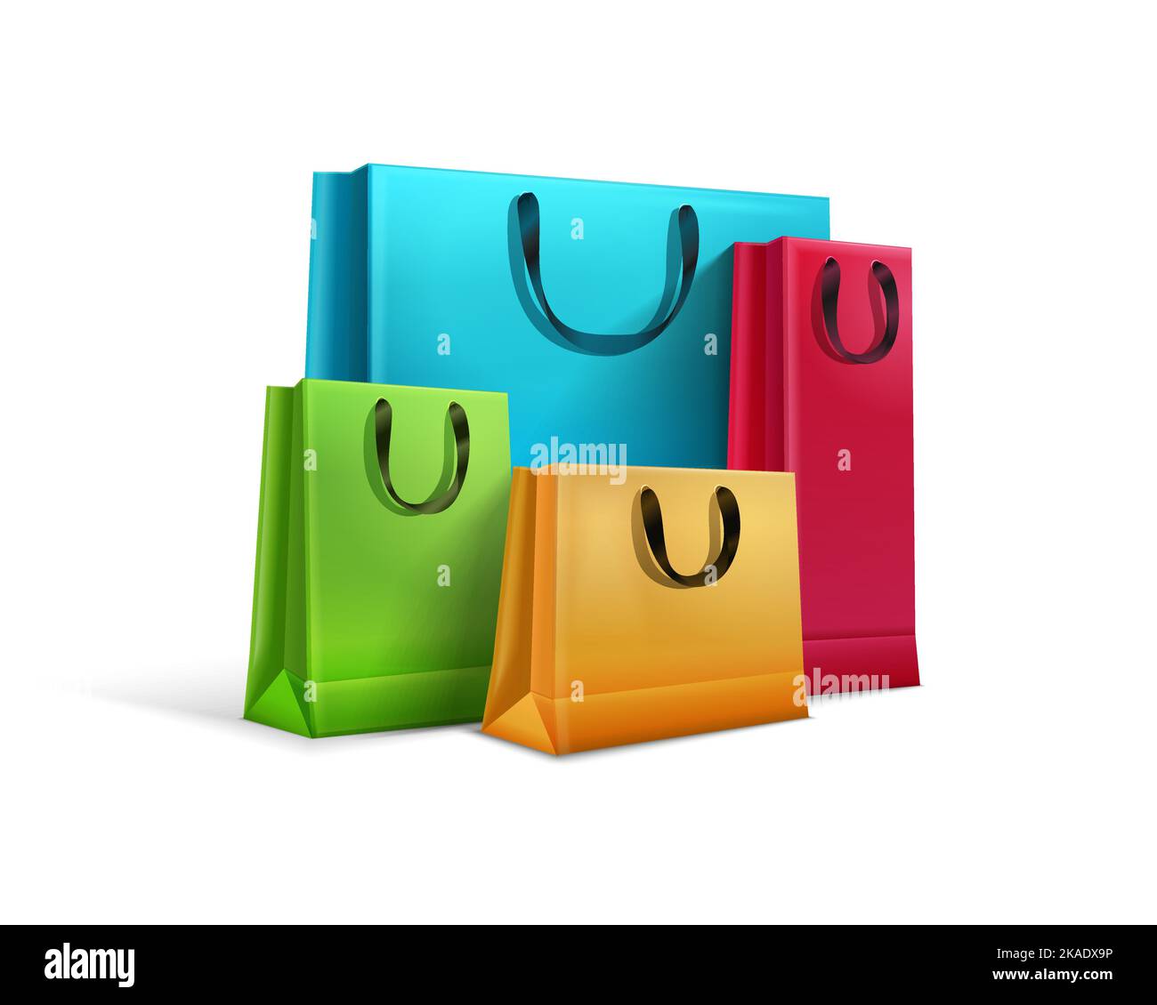 Shopping bag realistic composition with four paper bags of different ...