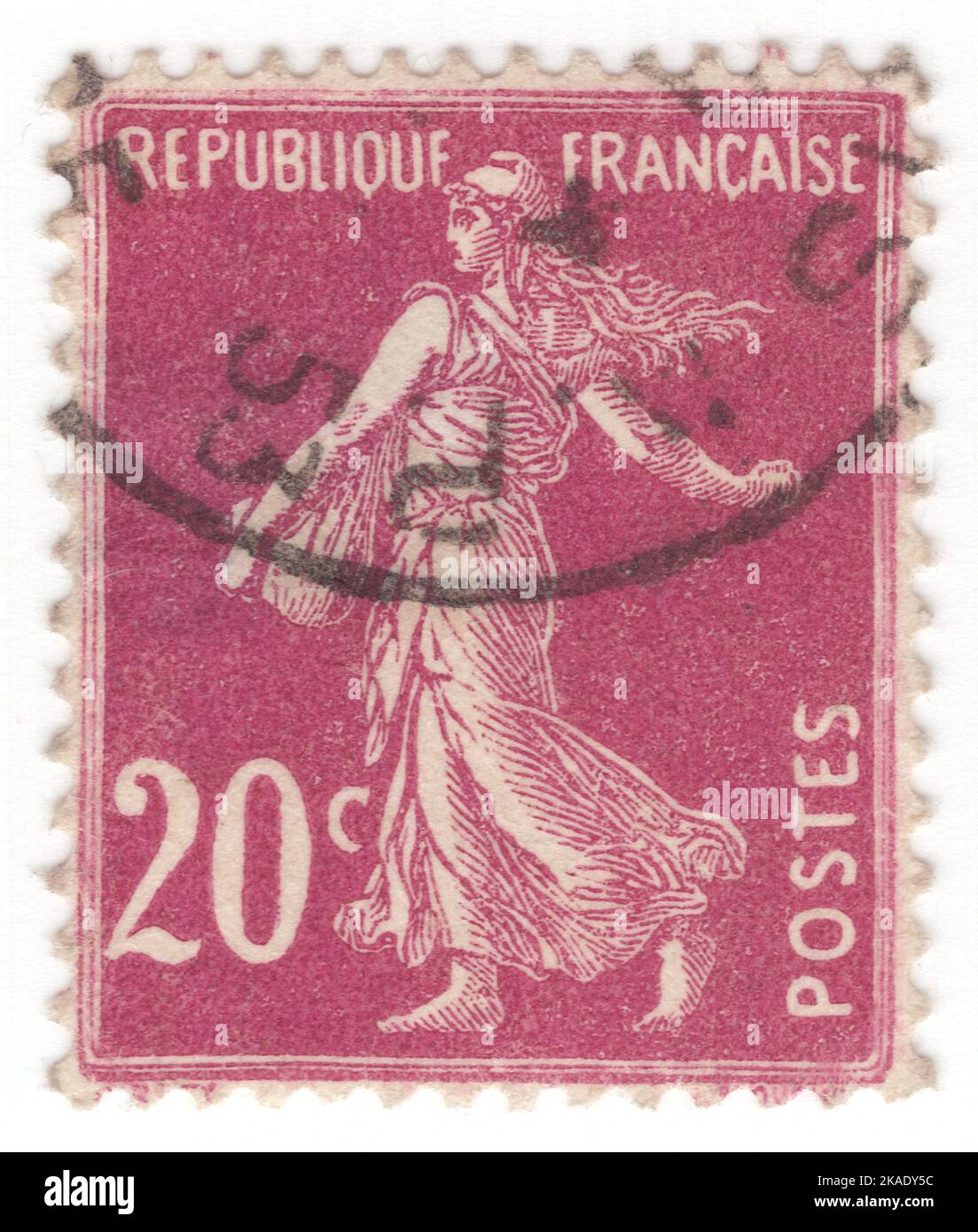 FRANCE - 1926: An 20 centimes red-violet postage stamp depicting ...