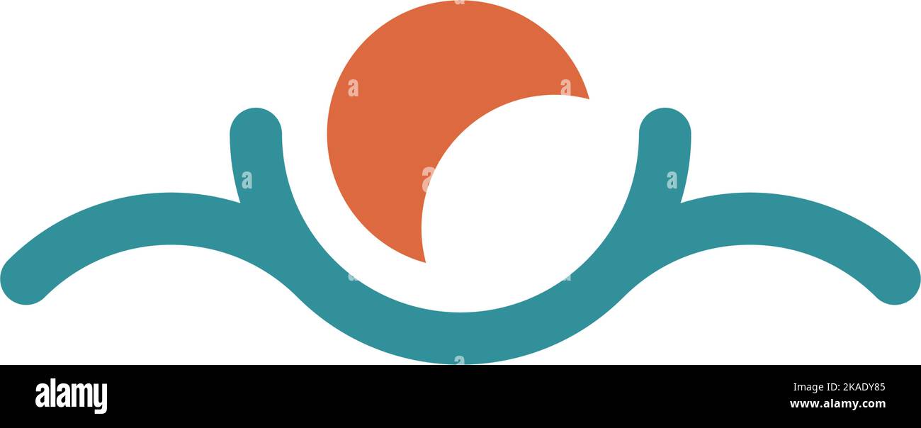 water wave with moon logo icon Stock Vector Image & Art - Alamy