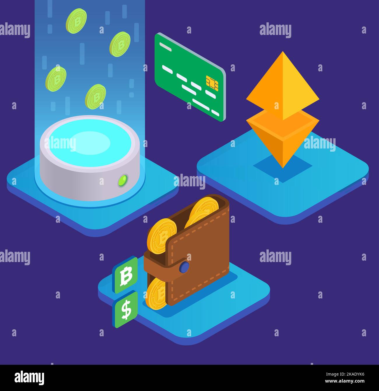 Web 3 0 technology isometric concept with cryptocurrency symbols vector illustration hi-res ...