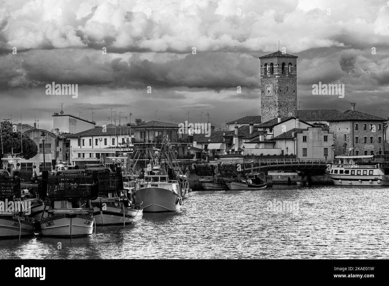 Towards the sunset. Marano Lagoon in Black and White Stock Photo - Alamy