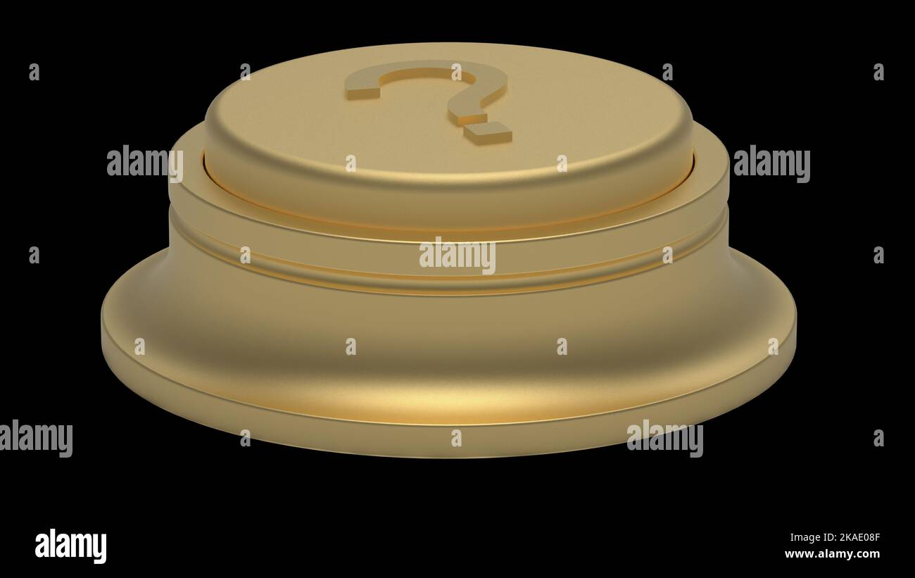 golden question mark button isolated illustration gold 3d render Stock ...