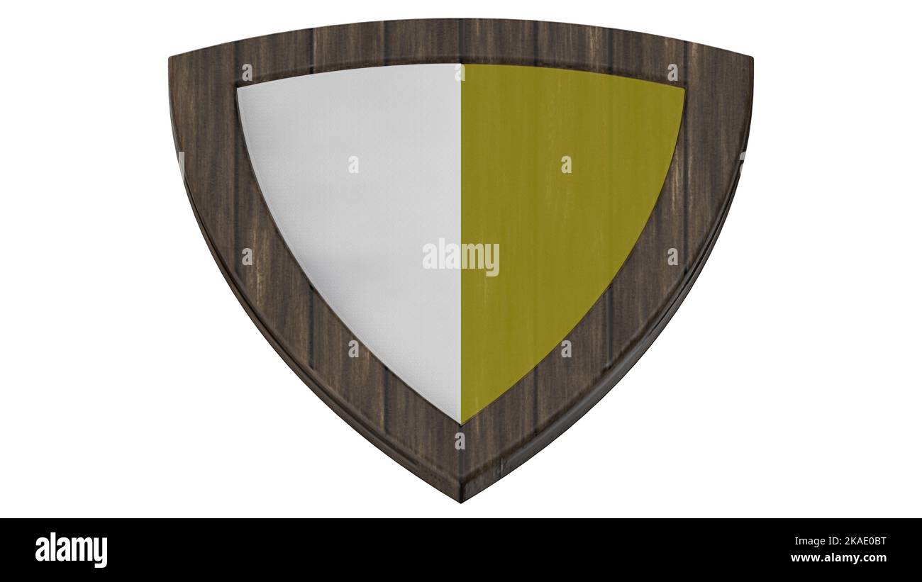 yellow white shield wood medieval 3d render illustration Stock Photo ...