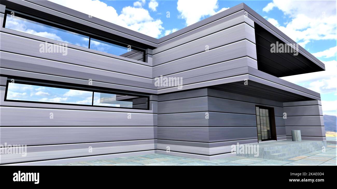 High tech future architecture house exterior. Energy-saving, durable ...