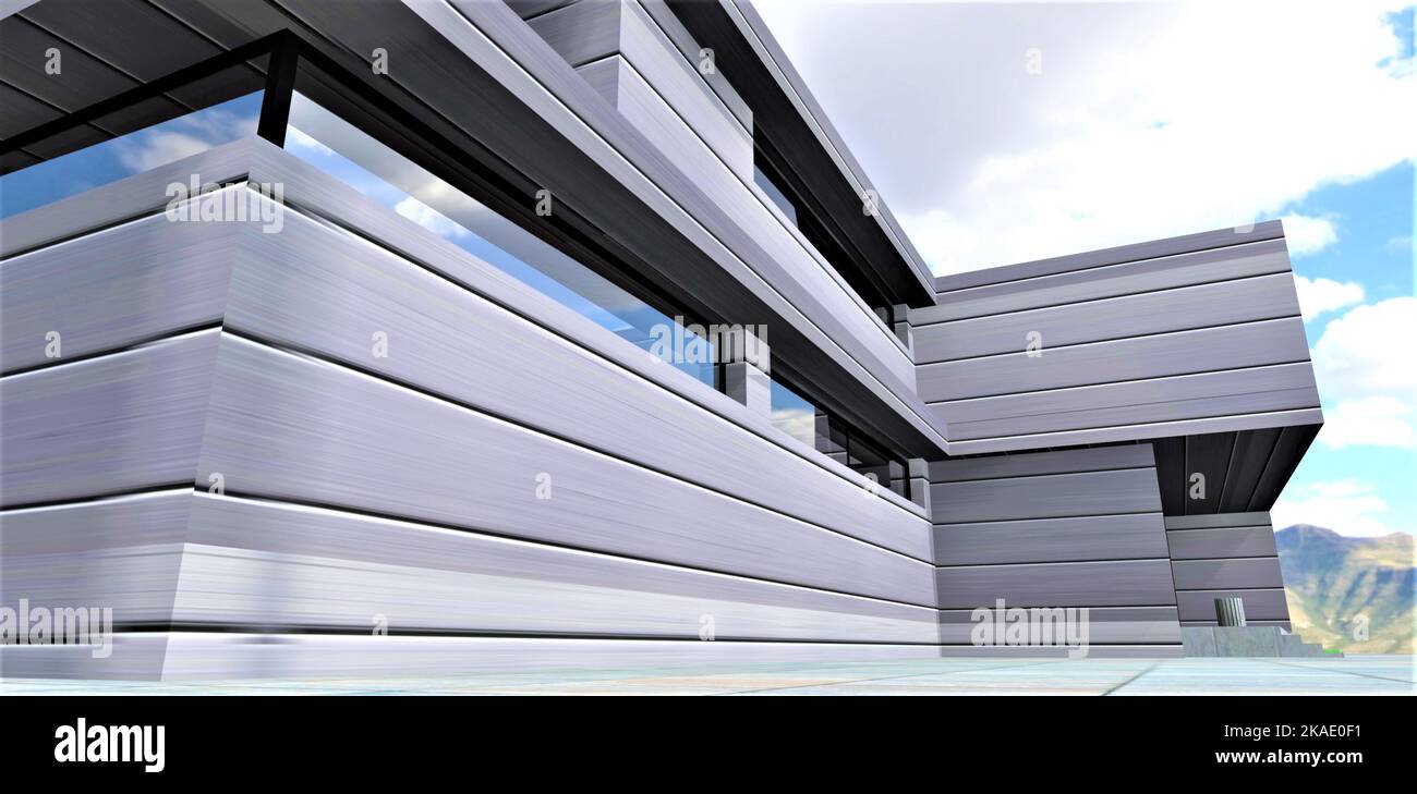 High tech future architecture house exterior. Energy-saving, durable ...