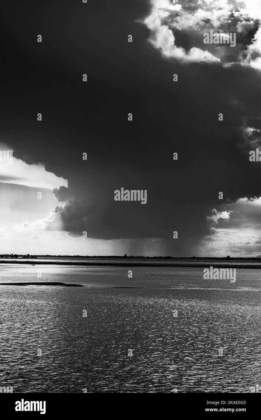 Towards the sunset. Marano Lagoon in Black and White Stock Photo - Alamy