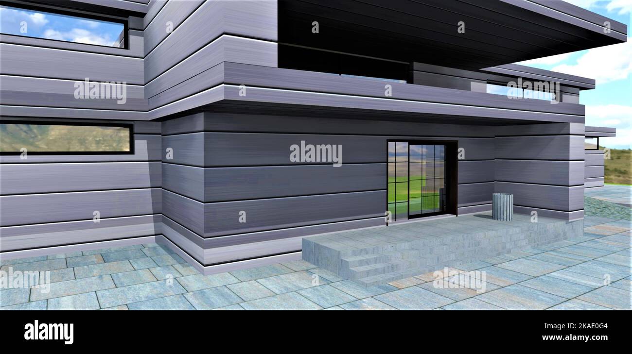 High-tech house of the future. Sealed, ventilated with purification of ...