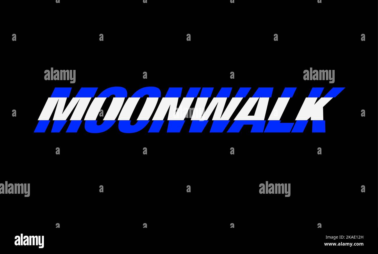 A vector design of word "moonwalk" with white and blue on black ...