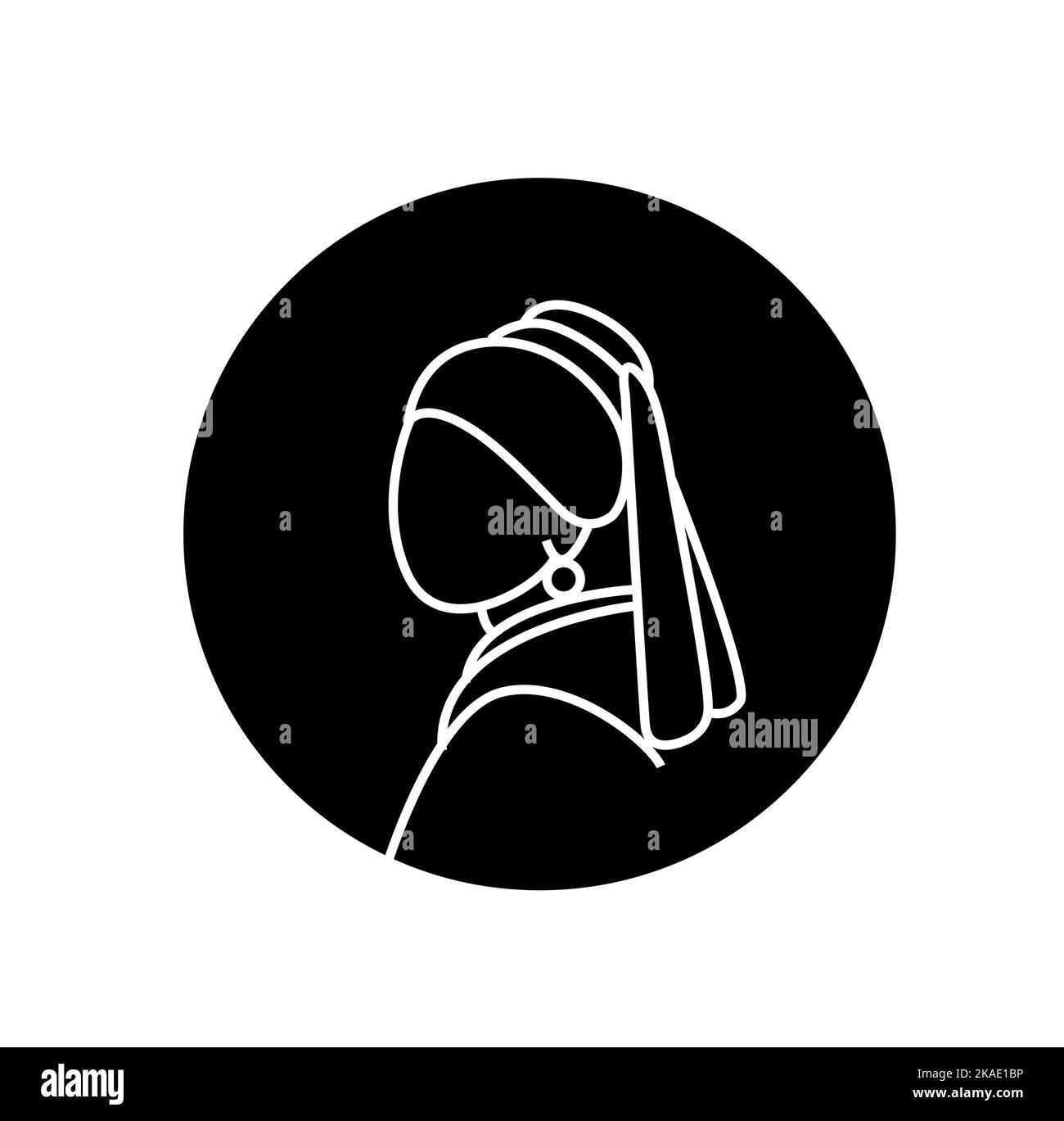 A vector design of a female with a pearl earring logo in a black circle ...