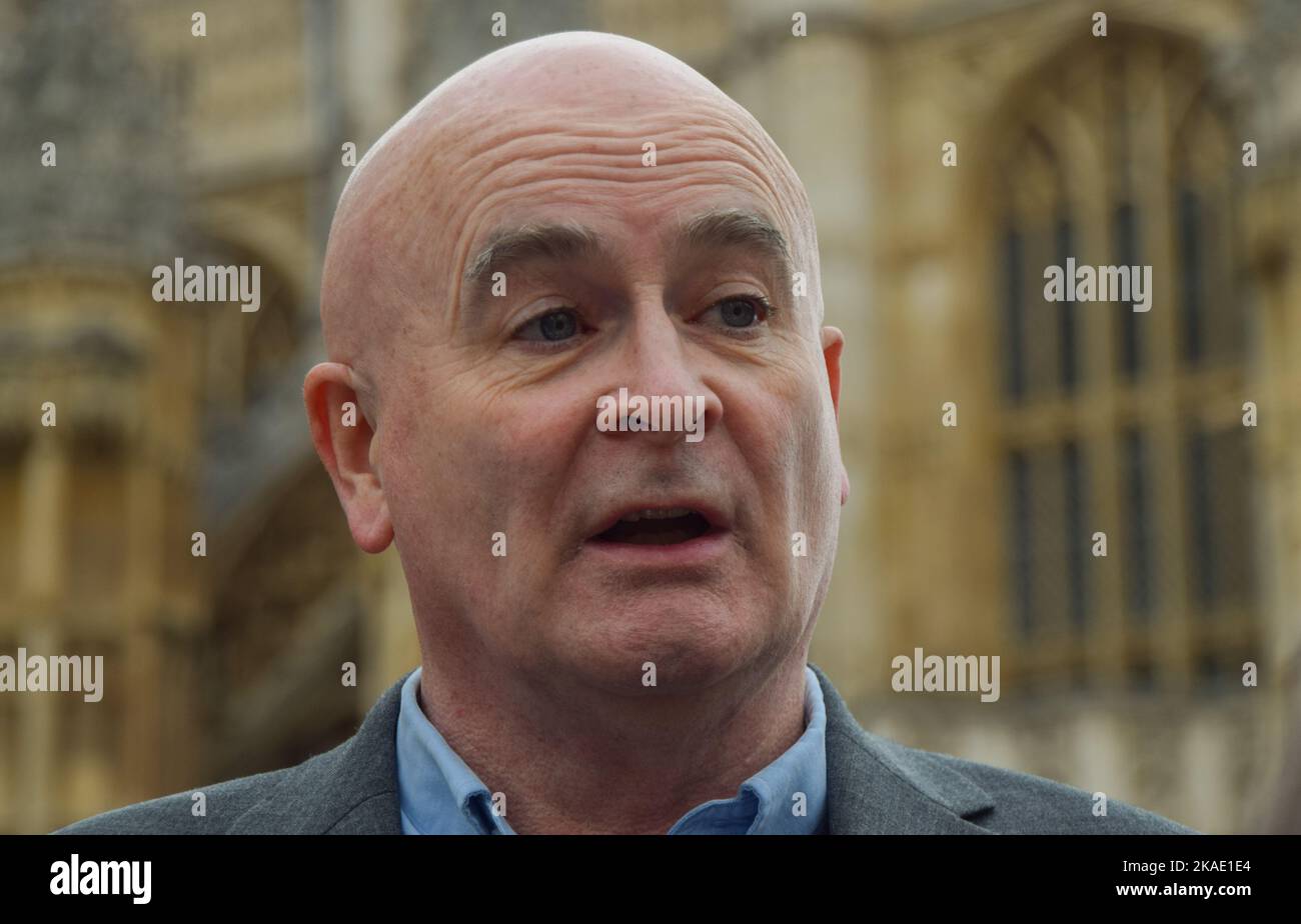London, UK. 2nd November 2022. RMT union general secretary Mick Lynch ...