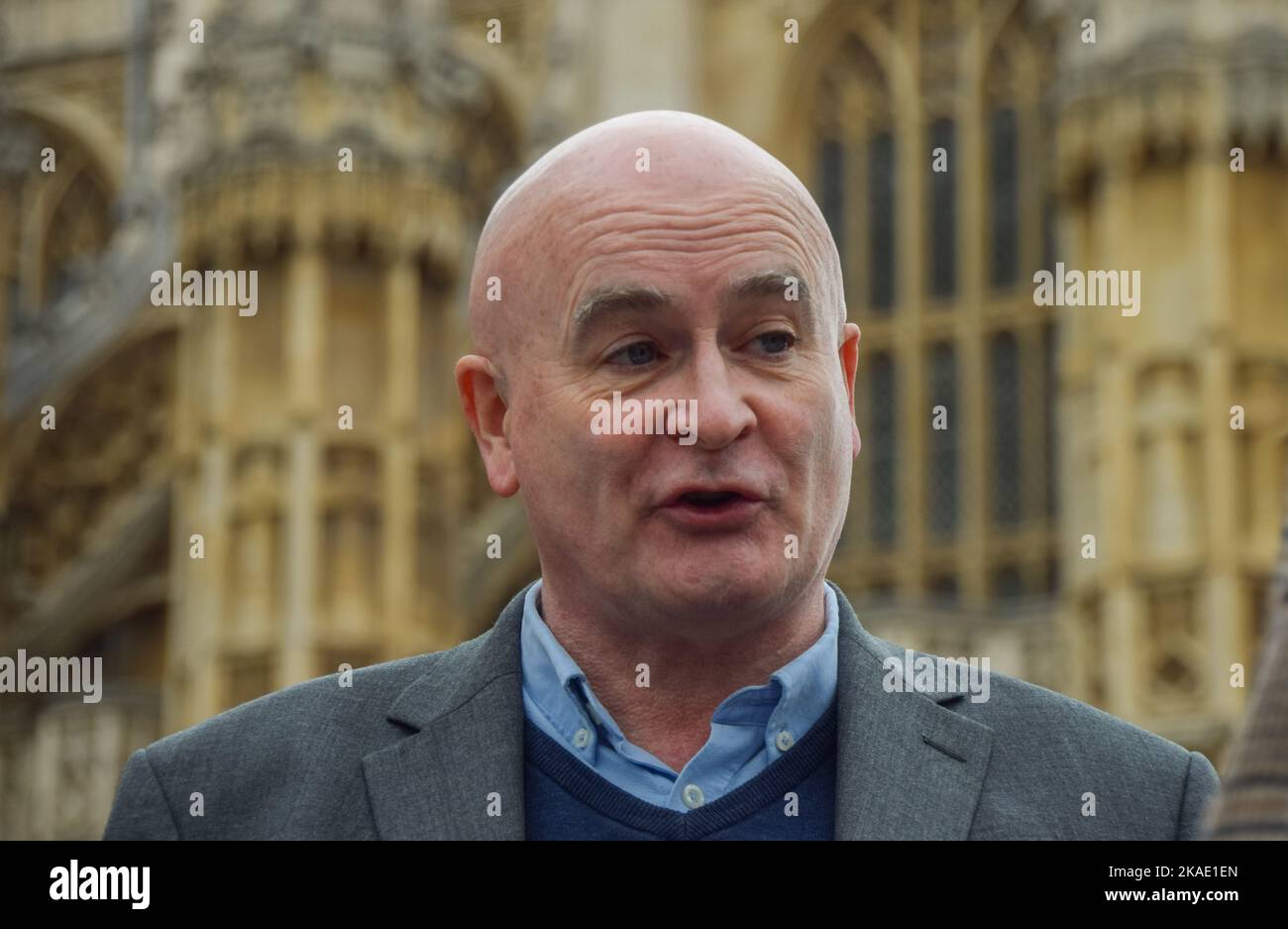 London, UK. 2nd November 2022. RMT union general secretary Mick Lynch ...