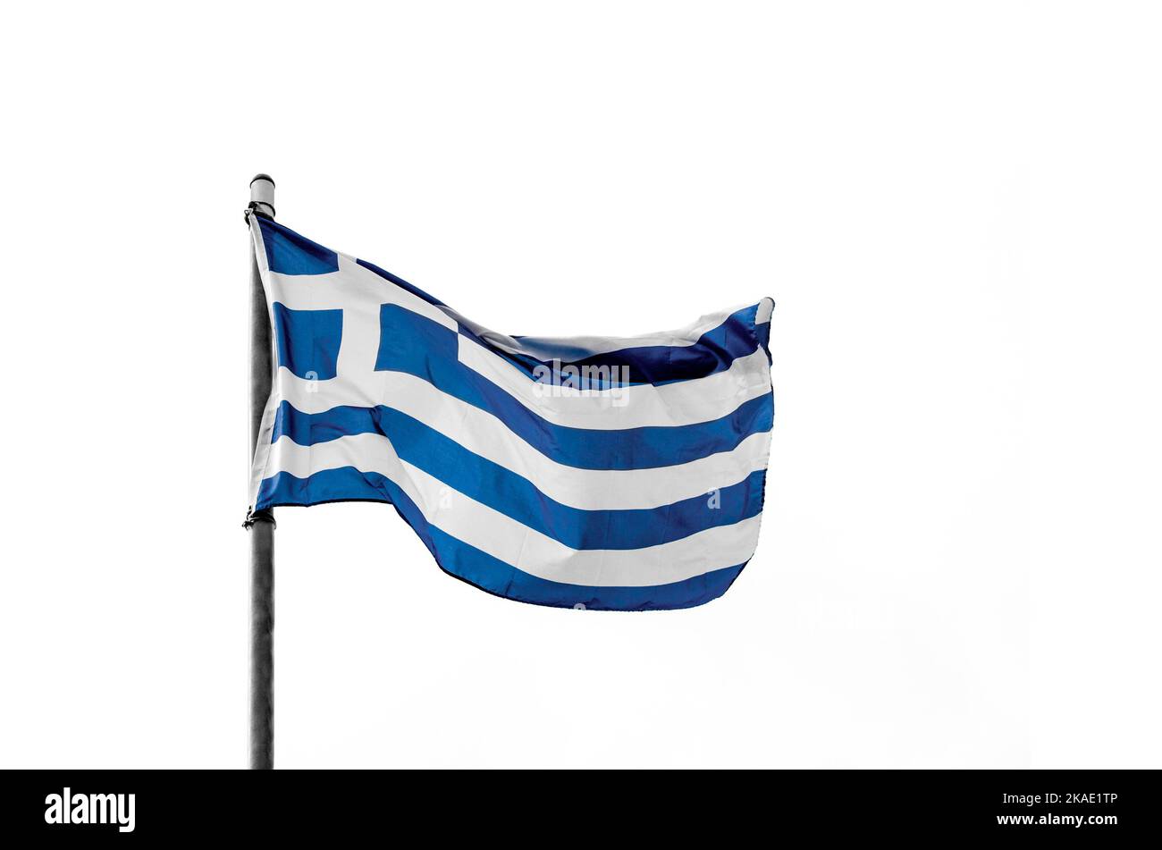 waving Hellenic flag .Greek flag waving.Isolated in white background ...