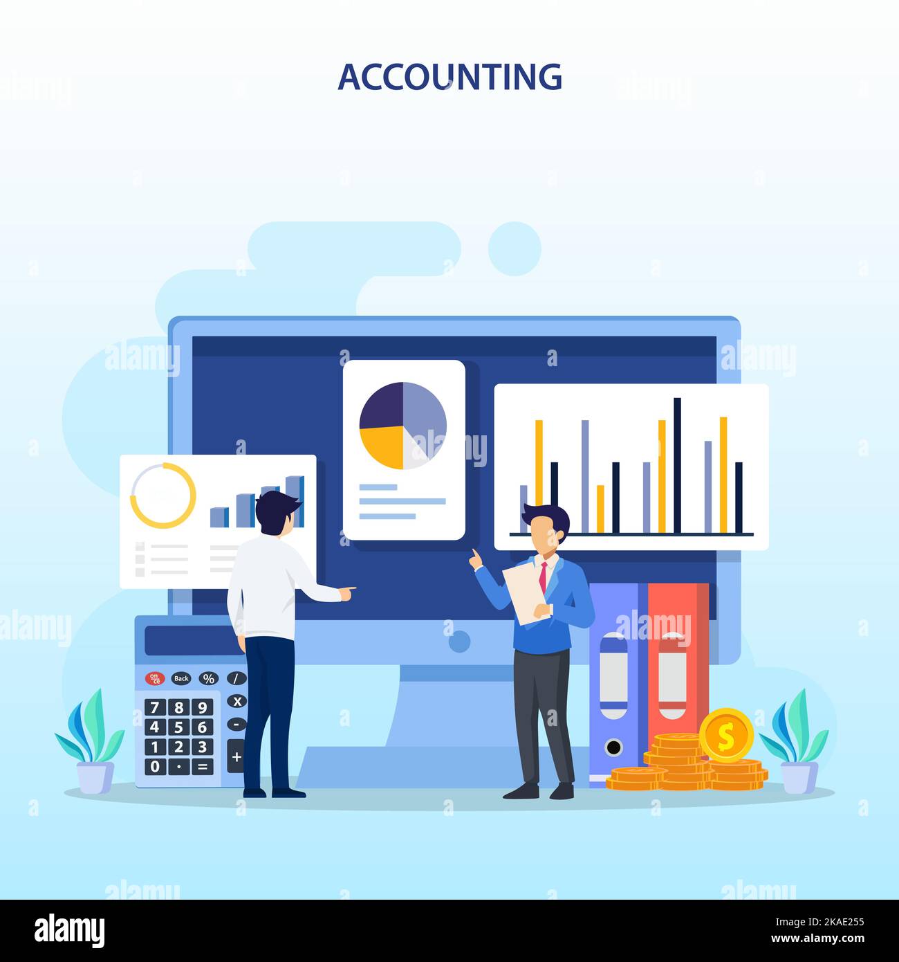 A vector illustration of charts with the concept of accounting Stock ...