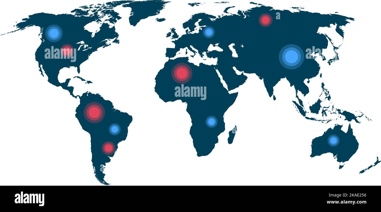 World map with blue and red spot. Global infographic template Stock ...