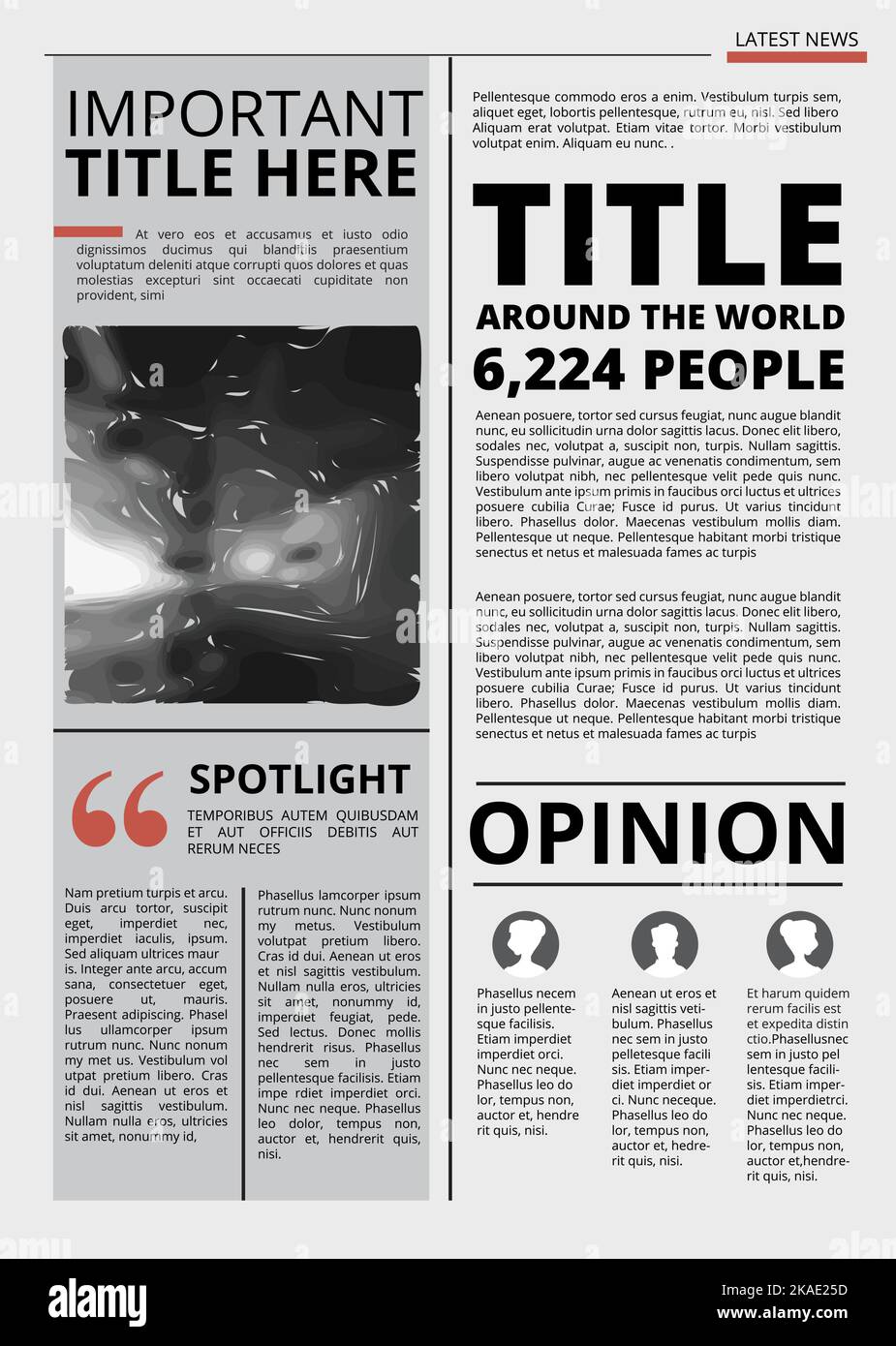 Newspaper page layout template. News typographic print Stock Vector ...