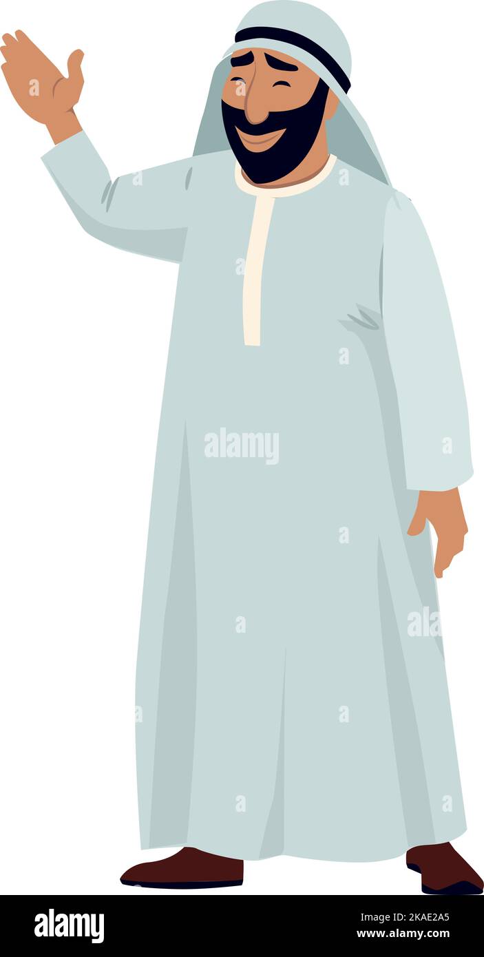 Arab waving hand. Muslim man greeting gesture Stock Vector Image & Art ...