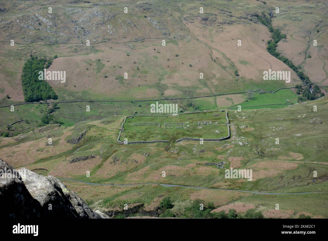 The Ruins of the Hardknott Roman Fort from 'Horsehow Crags' on Route to ...