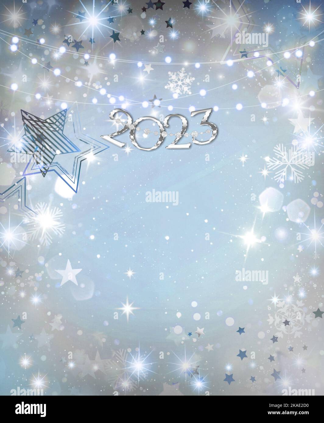 New year background with 2023 number and bokeh lights with fireworks ...