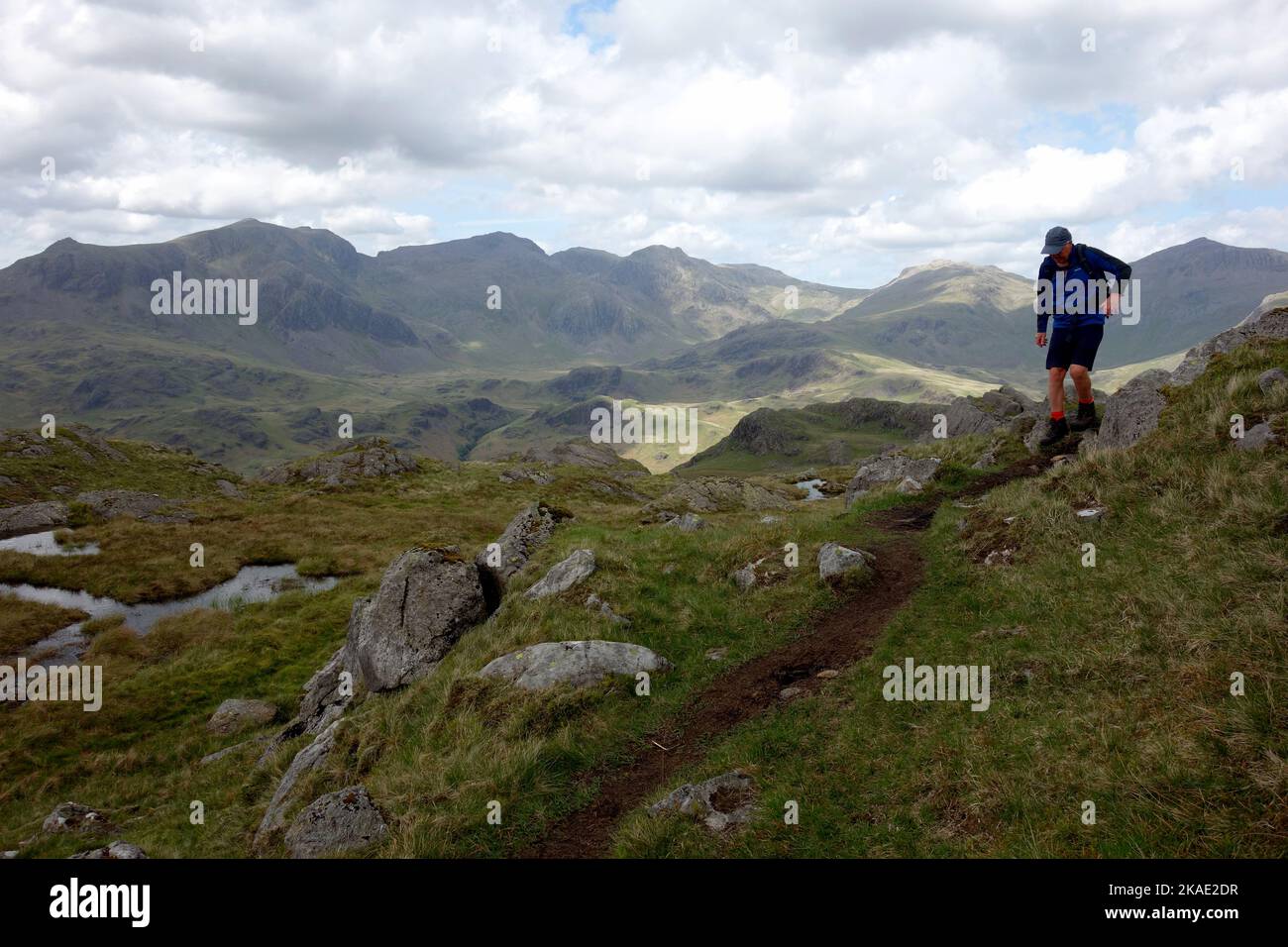 Lone Man Walking Down Path Leaving the Wainwright 'Hard Knott' near ...