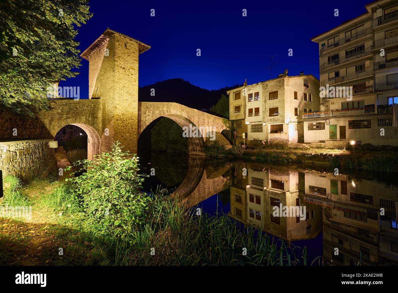 Medieval bridge over the Cadagua river, Balmaseda, Biscay, Basque ...