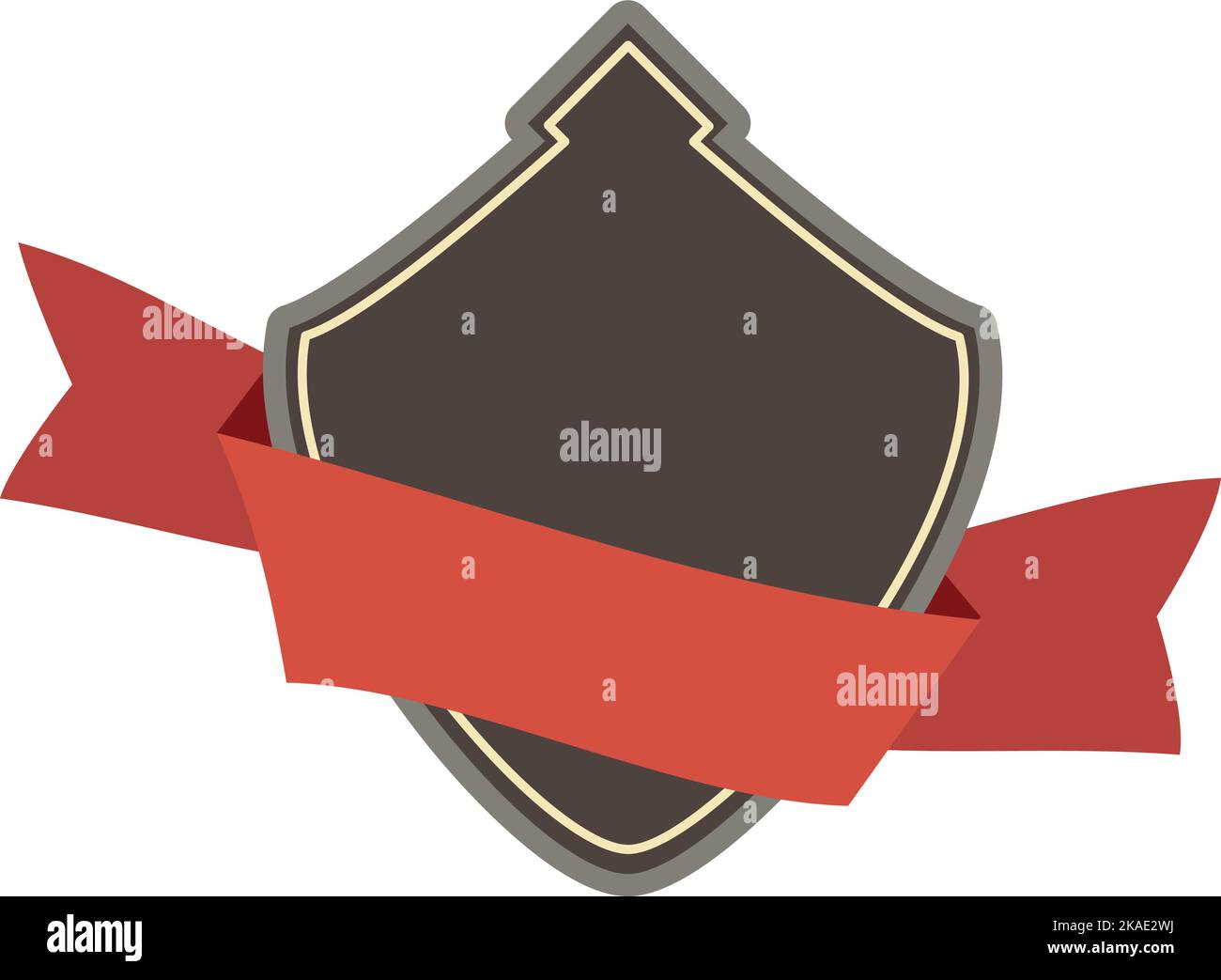 Premium emblem template. Shield shape badge with red ribbon Stock ...