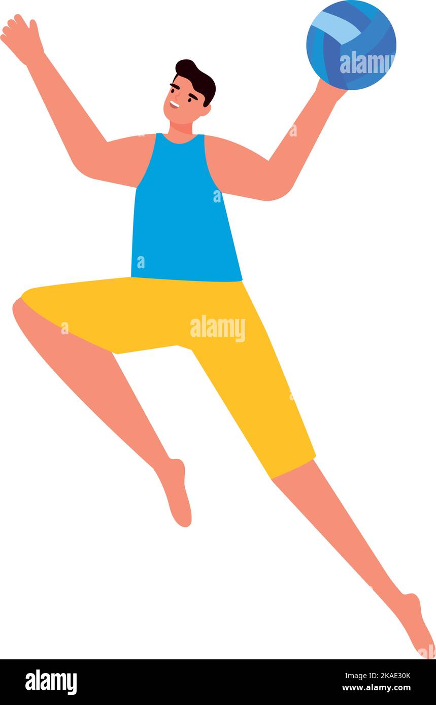 Man volley ball happy Stock Vector Images - Alamy