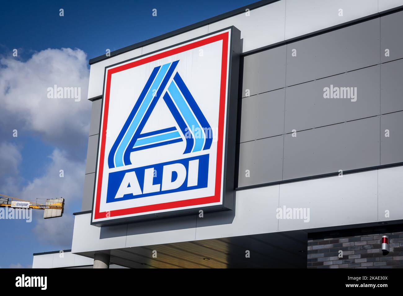 Wroclaw, Poland - February 19, 2022: Aldi food store building with a ...
