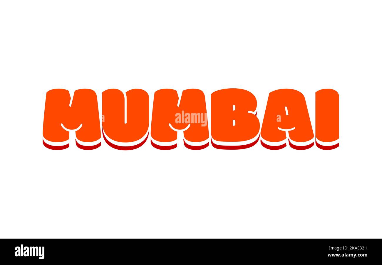 An illustration of a red Mumbai text isolated on a white background ...