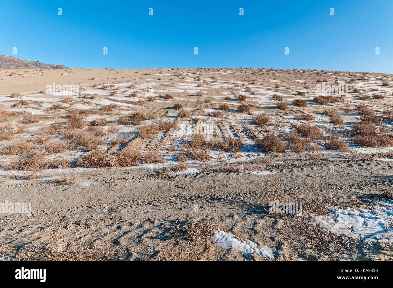 Tire and tread tracks are quite evident in the soil of an active solid ...
