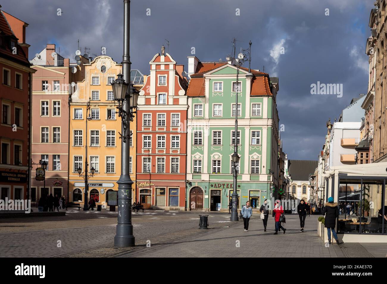Wroclaw, Poland - February 19, 2022: Narrow historical residential ...