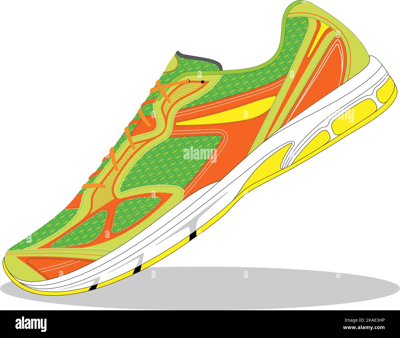 The bright-colored sneaker isolated on white background. Scalable ...