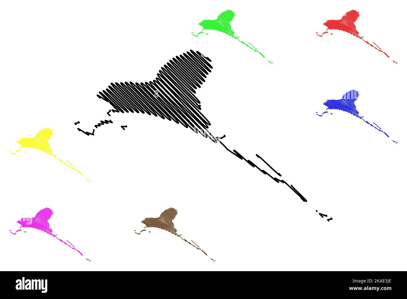 Pamban Island (Republic of India, Indian Ocean) map vector illustration ...