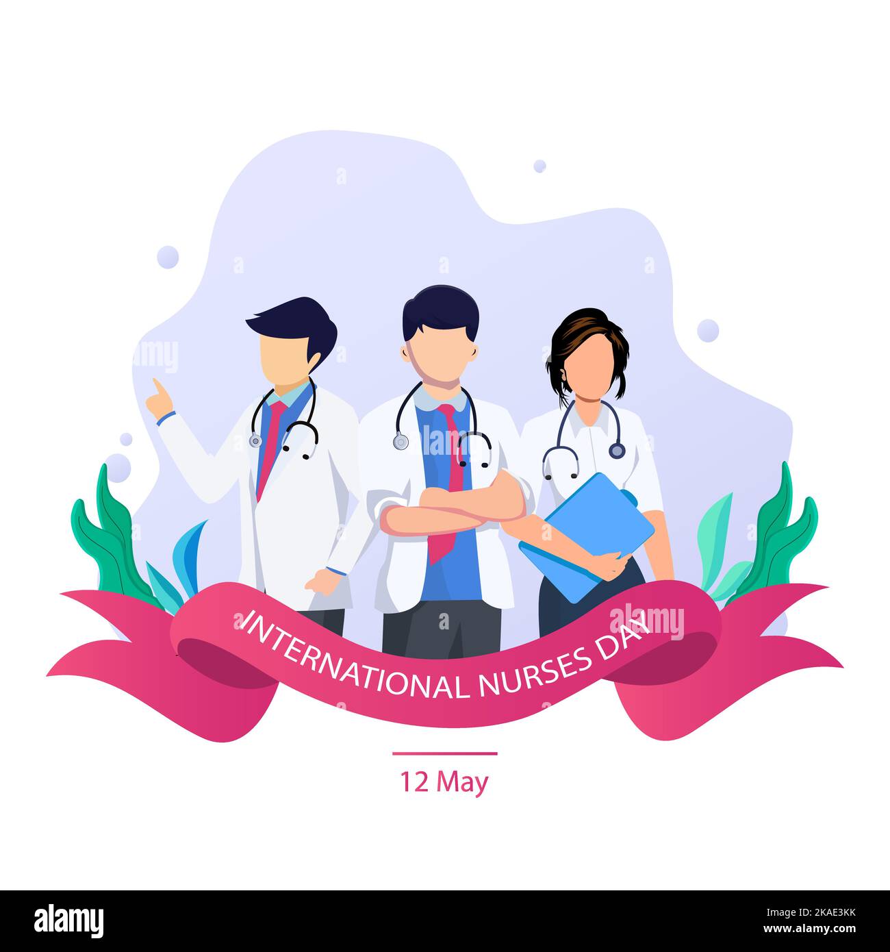 A vector illustration of doctors behind the ribbon, the concept of the ...