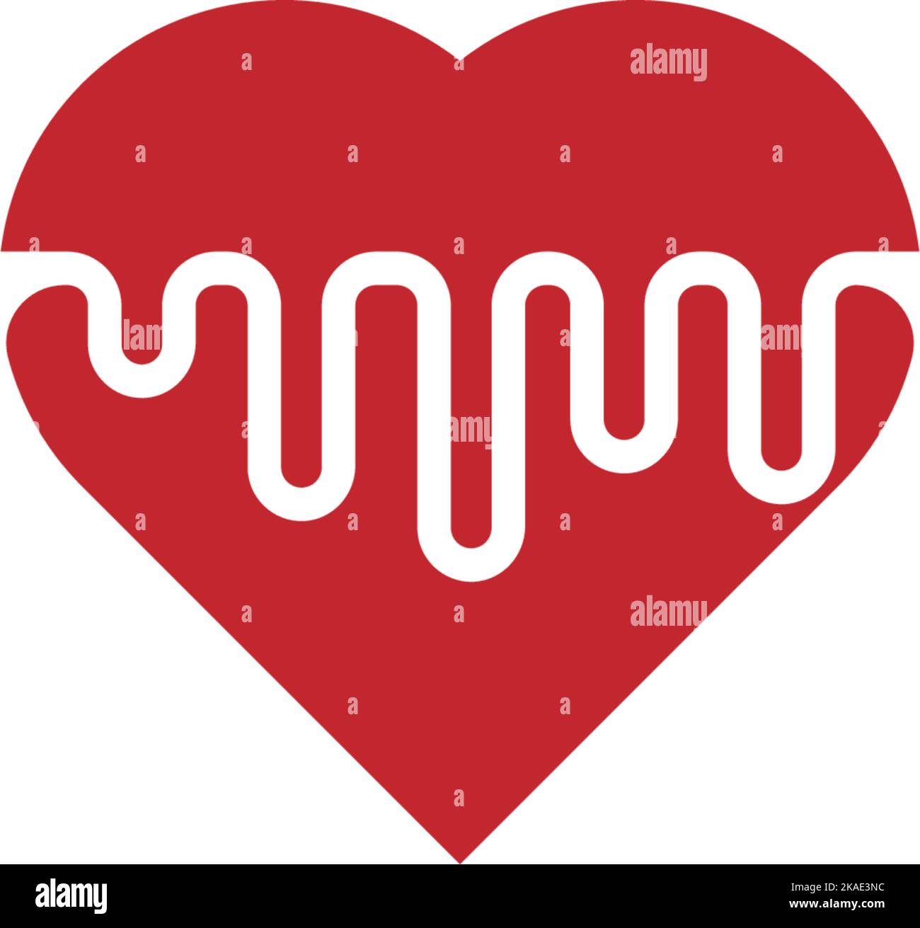 A vector of a red heart shape with a pulsing pattern on a white ...