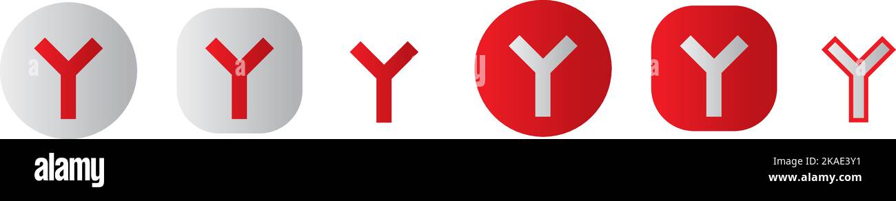 A vector set of red logos of Yandex in different formats on a white ...