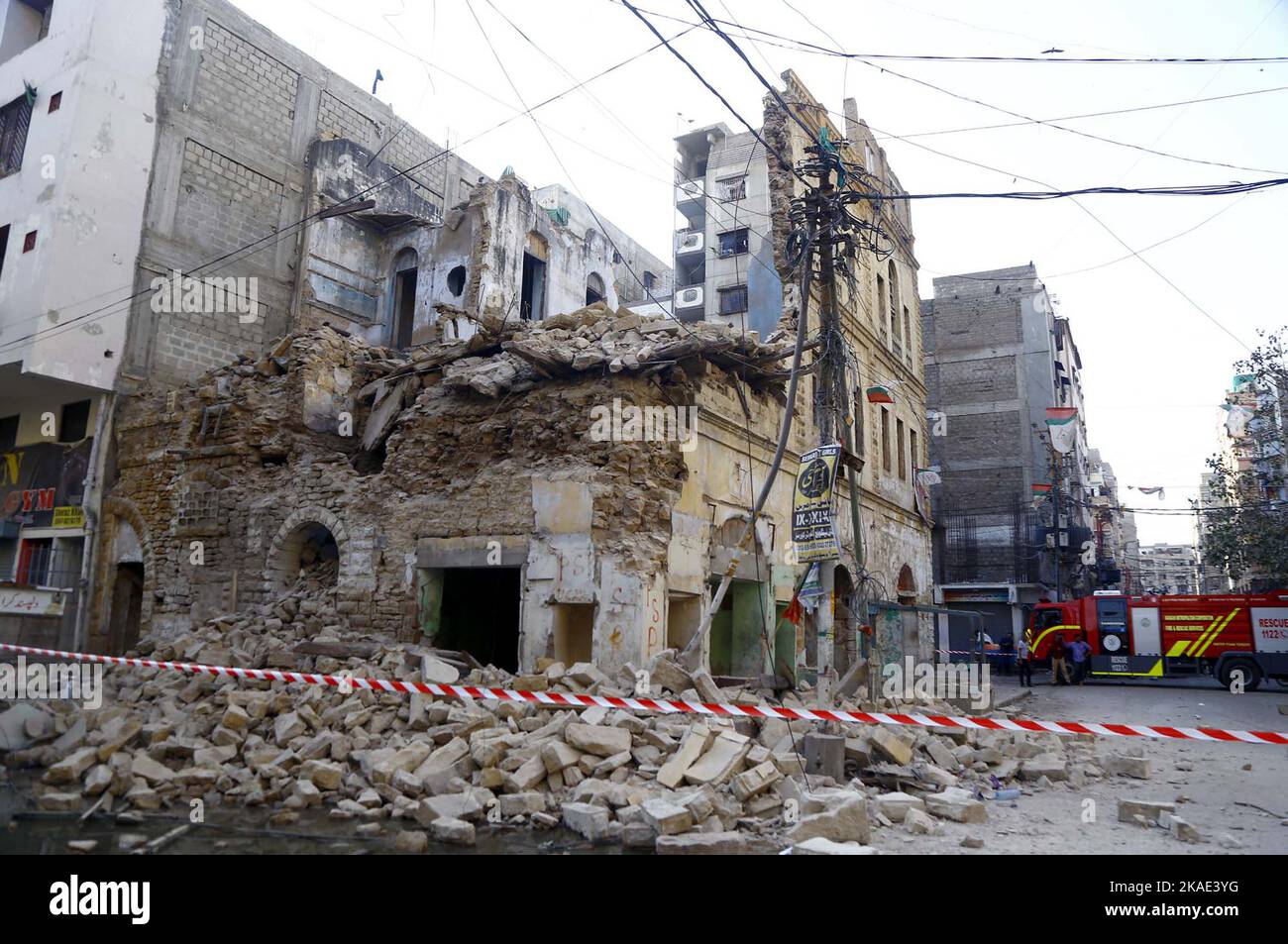 Security officials cordon off site after old building collapsed ...