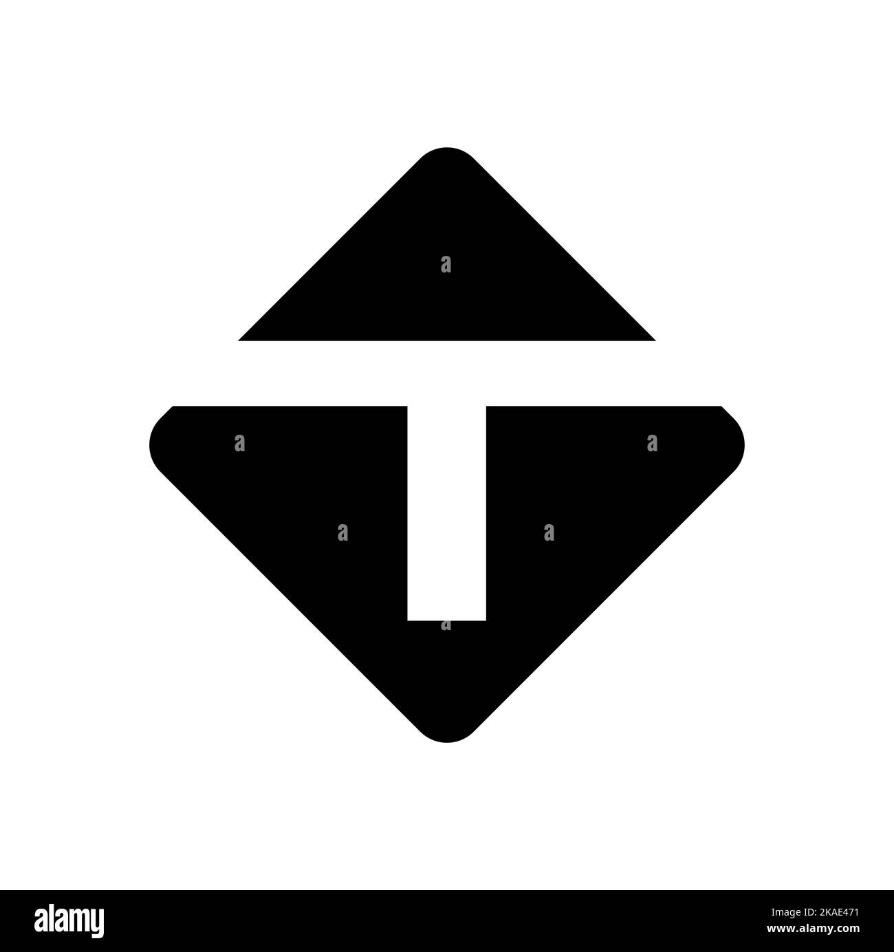 A vector design of T letter in black square on a white background Stock ...