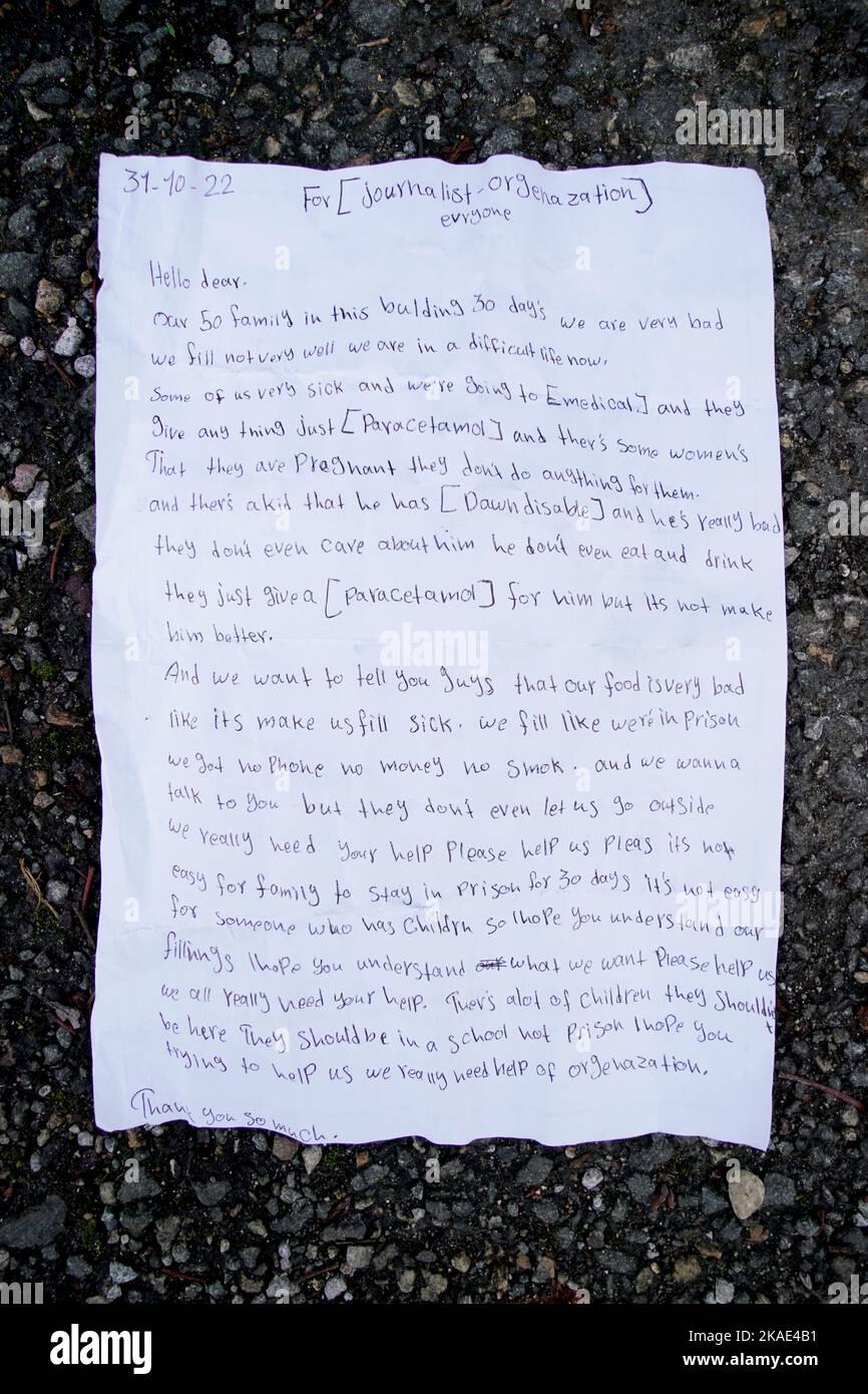 A letter thrown by a young girl over the fence at the Manston ...