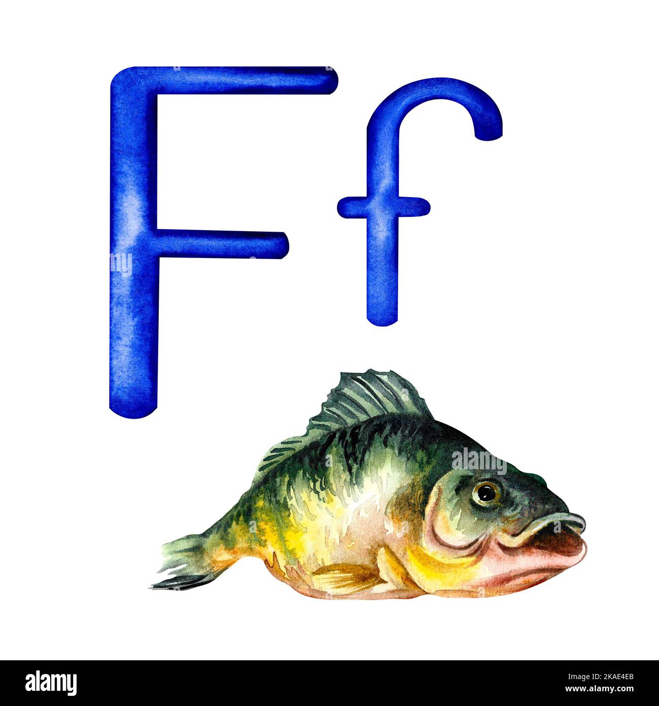 The letter F is uppercase and lowercase with the image of a fish ...