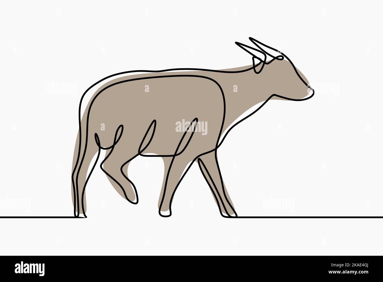 A digital illustration vector of a single line buffalo design on a ...